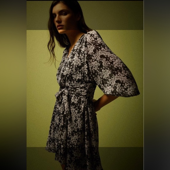 Zara | Dresses | Zara Metallic Thread Printed Dress | Poshmark